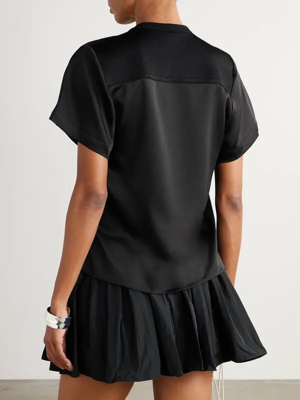 Simkhai Addy Jersey-paneled Satin T-shirt - Black