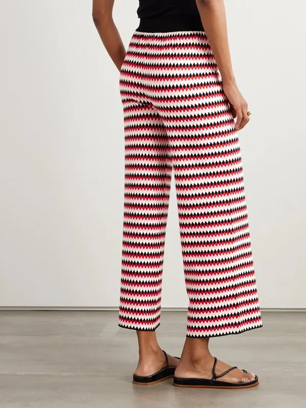 La DoubleJ Cropped Jacquard-knit Wide-leg Pants