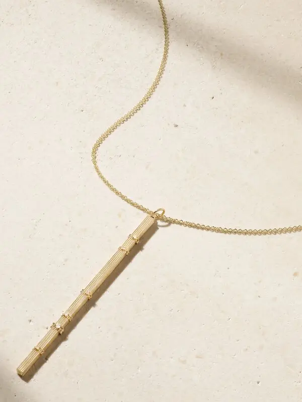 SYDNEY EVAN Fluted Bar 14-karat Diamond Necklace - Gold