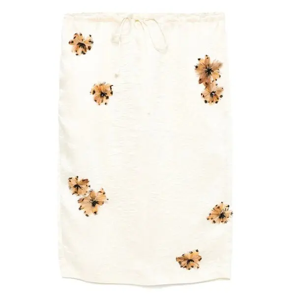 MARKGONG Floral Appliqué Skirt - Beige