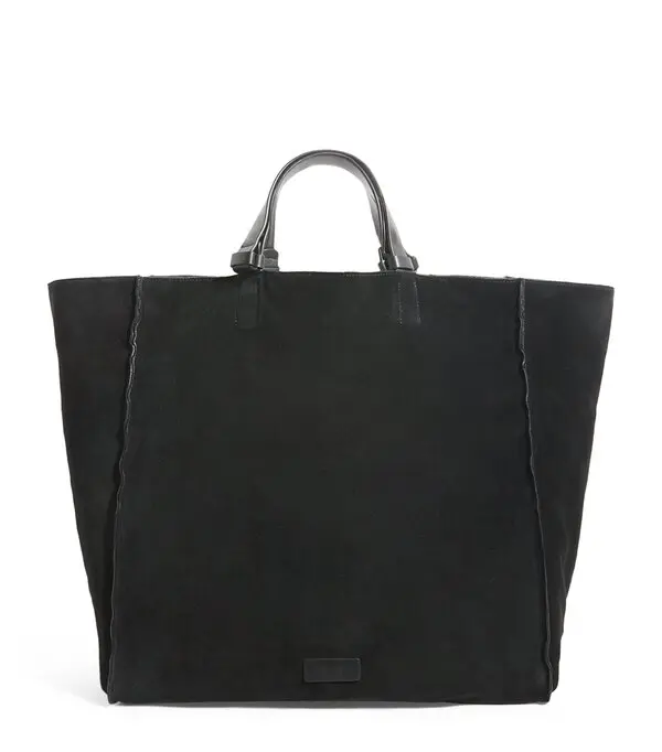Giorgio Armani Suede Tote Bag With Leather Trim - Black