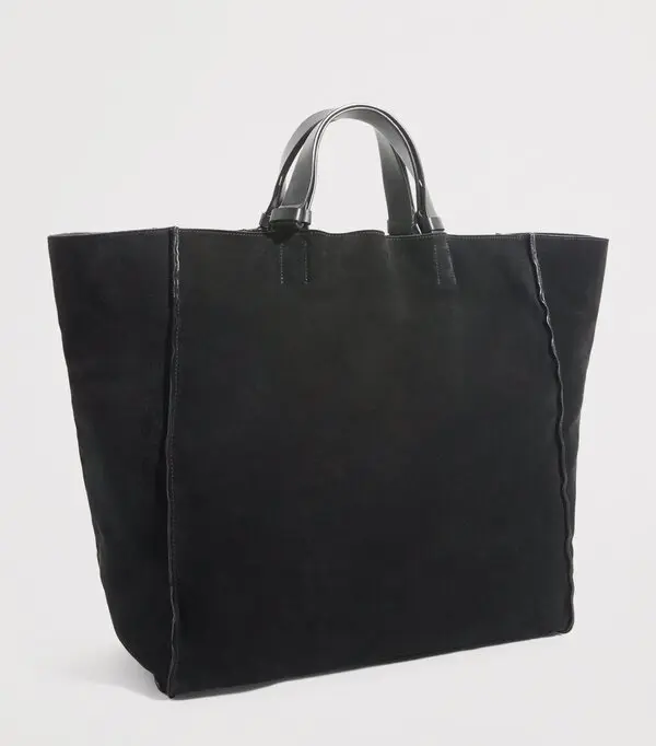Giorgio Armani Suede Tote Bag With Leather Trim