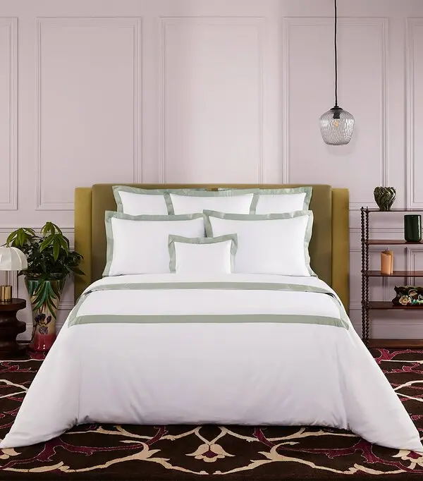 YVES DELORME Linea Verones King Duvet Cover - Green