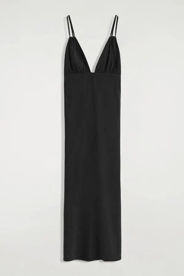 Cos Gathered V-neck Maxi Dress - Blue