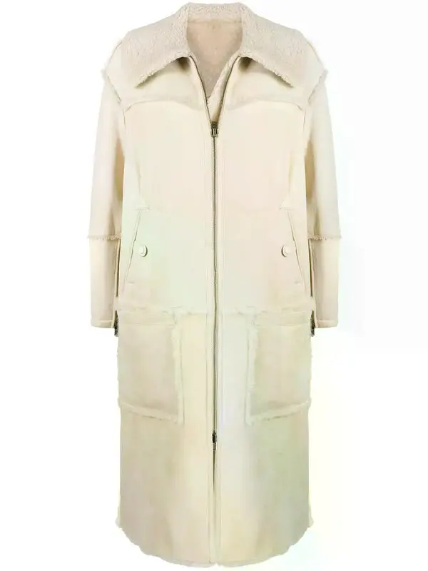 Closed Leather Shearling Coat