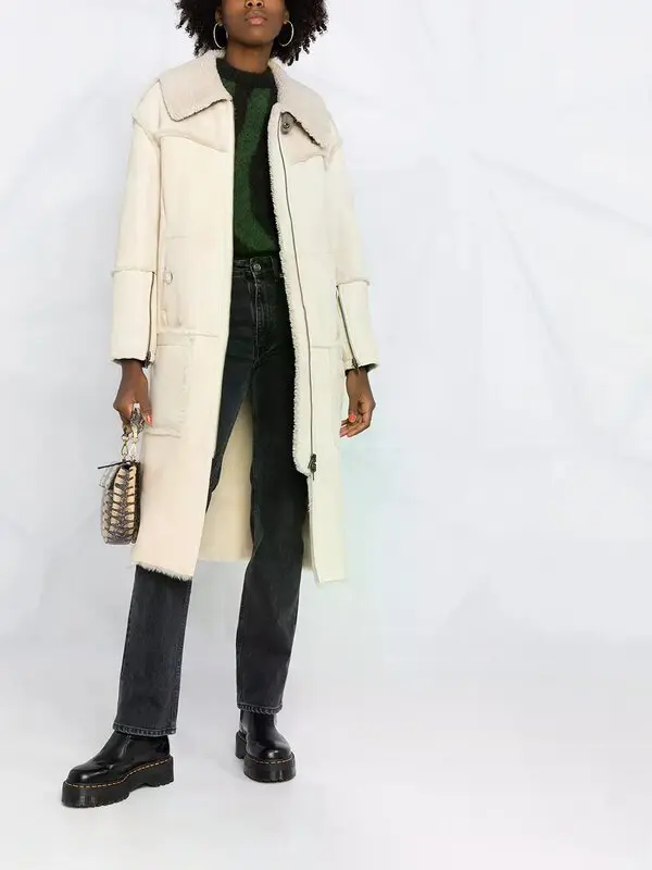 Closed Leather Shearling Coat