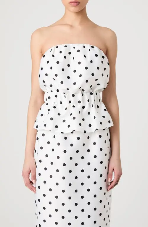 French Connection Polka Dot Strapless Peplum Top