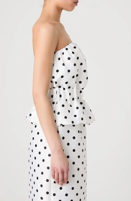 French Connection Polka Dot Strapless Peplum Top