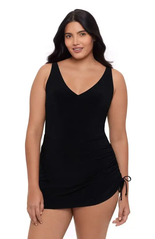 TRIMSHAPER Julie Adjustable Skirt Swim Dress - Black