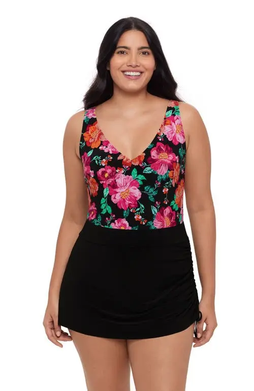 TRIMSHAPER Julie Adjustable Skirt Swim Dress - Hothouse Garden