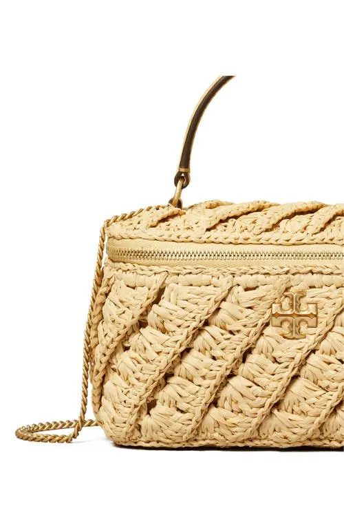 Tory Burch Kira Crochet Raffia Vanity Case In Natural - 55% Off