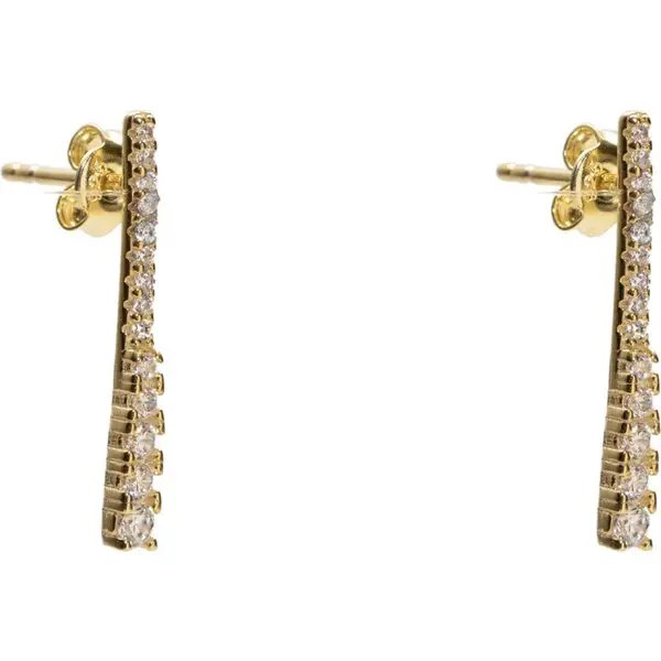 Argento Vivo Graduated Cubic Zirconia Bar Drop Earrings - Gold