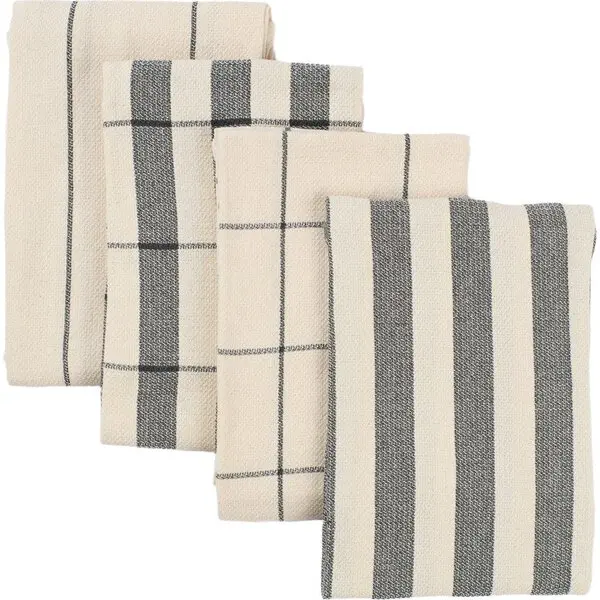 MEEMA Kitchen Towelscotton Flat Weave Setset Of 4 - Charcoal