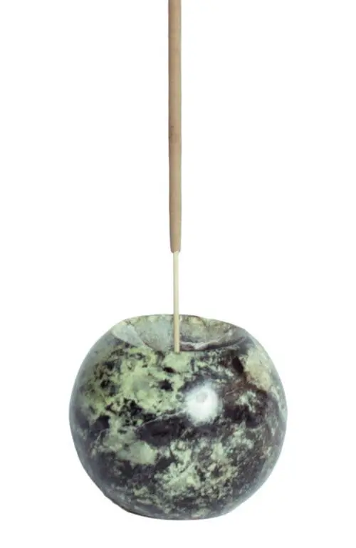 DAR PROYECTOS Gemstone Sphere Incense Holder - Serpentine Green