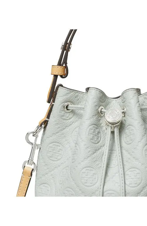 Tory Burch Mini T Monogram Pebble Leather Bucket Bag