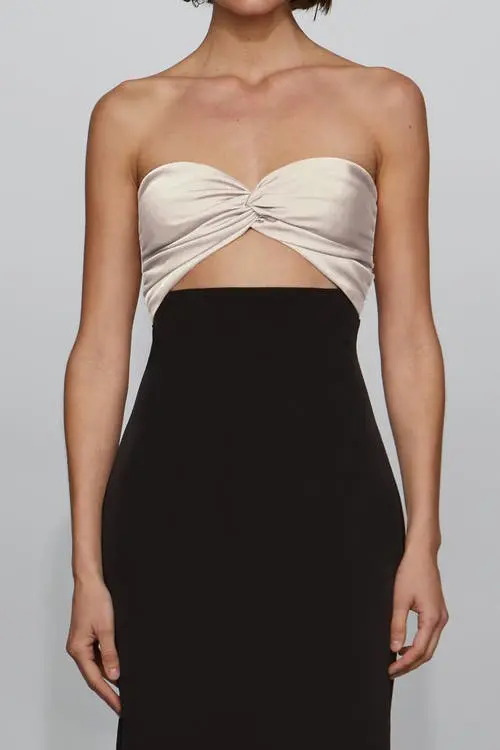 ET OCHS Marlo Strapless Midi Dress - Black/ivory