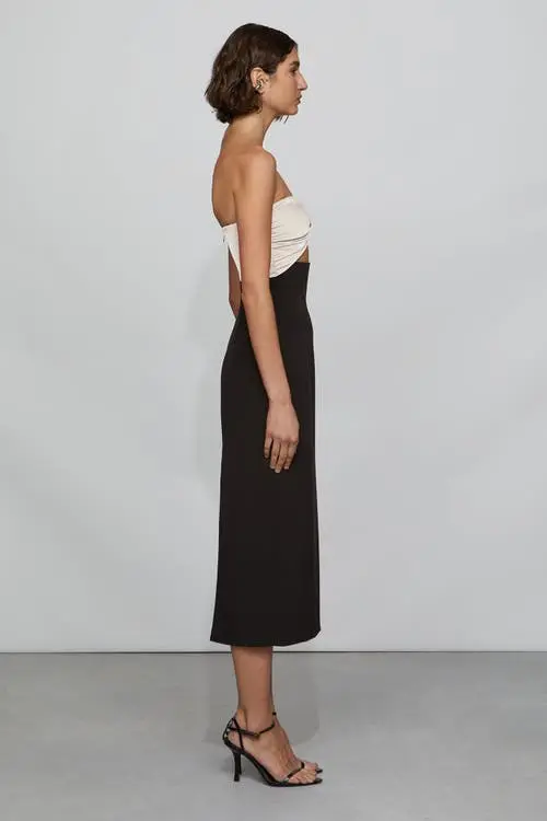 ET OCHS Marlo Strapless Midi Dress - Black/ivory