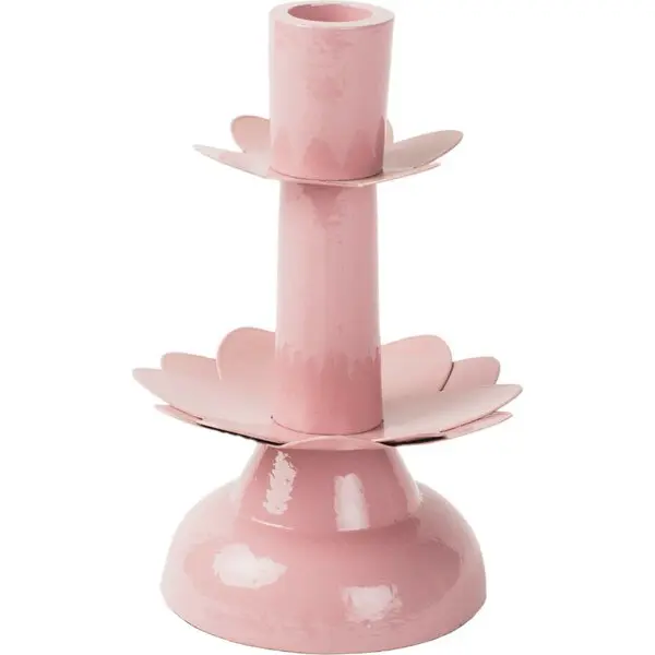 MELA ARTISANS Lotus Bloom Tapered Pink Candleholders Large - Pink Floral