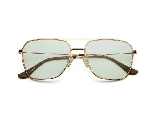 CADDIS Hooper Reading Glasses - Polished Gold Green