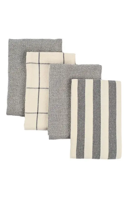 MEEMA Kitchen Towelscotton Flat & Waffle Weave Setset Of 4 - Charcoal