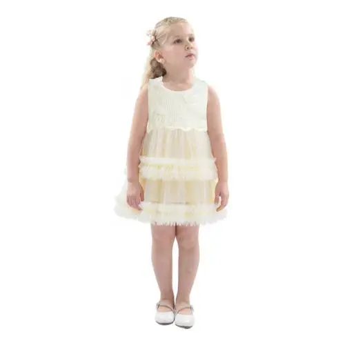 TULLEEN Flower Layered Tulle Dress - Ivory