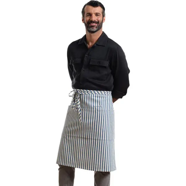 MEEMA Bistro Apron With Pocketsstriped - Blue