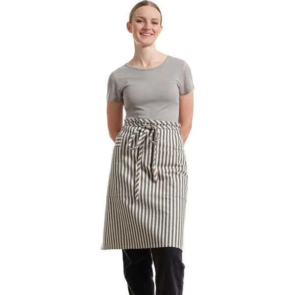 MEEMA Bistro Apron With Pocketsstriped - Charcoal