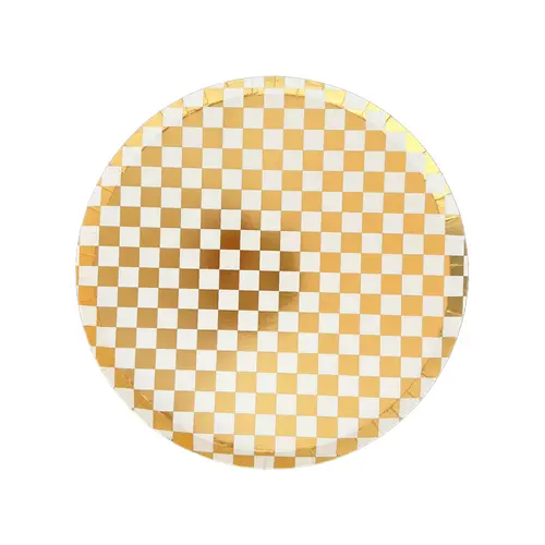 JOLLITY & CO Checkered Dessert Plates - Gold Clash