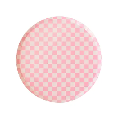 JOLLITY & CO Checkered Dessert Plates - Tickle Me Pink