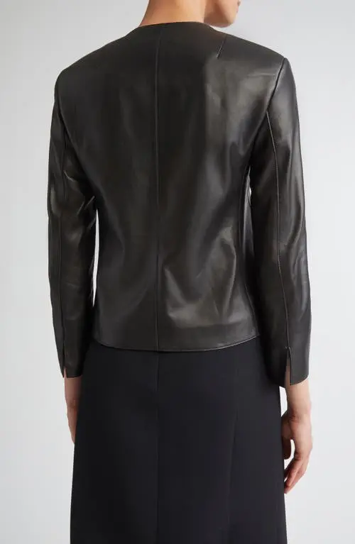 Akris Collarless Lambskin Leather Jacket