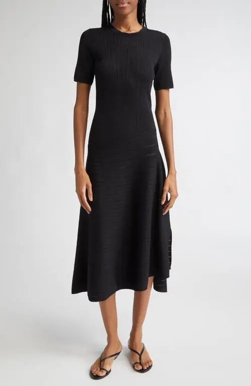 JASON WU Mixed Stitch Asymmetric Midi Sweater Dress