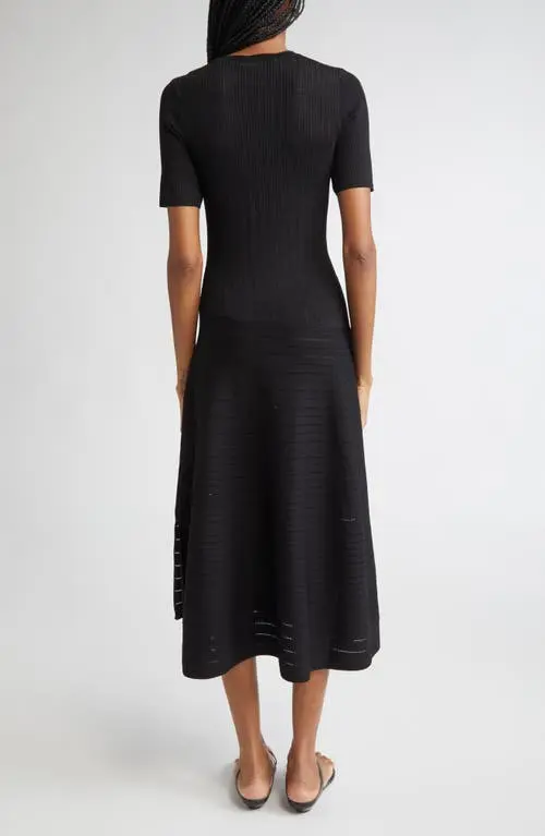 JASON WU Mixed Stitch Asymmetric Midi Sweater Dress