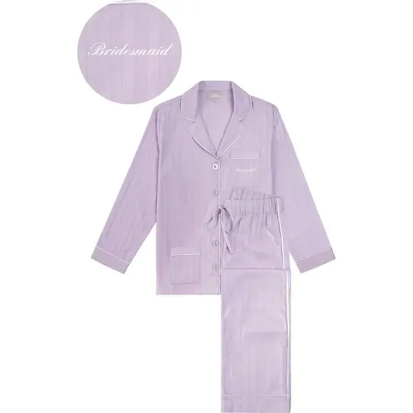 KIP Bridesmaid Cotton Long Pajama Set - Lavender