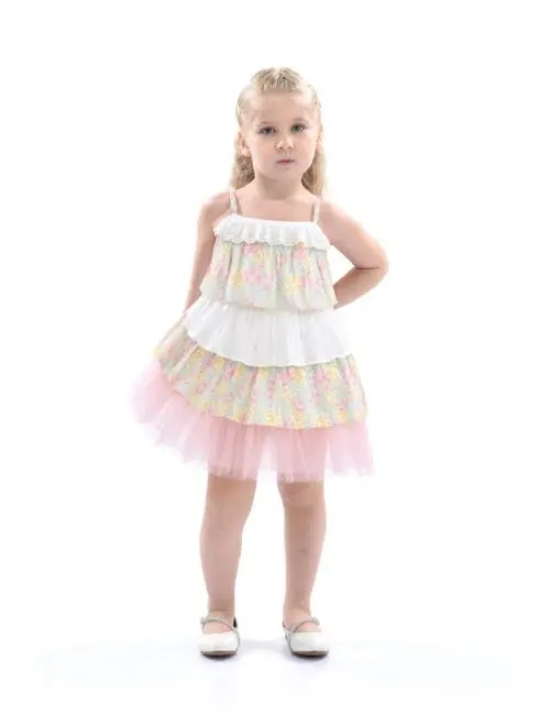 MIMI TUTU Floral Dress With Hat - Yellow