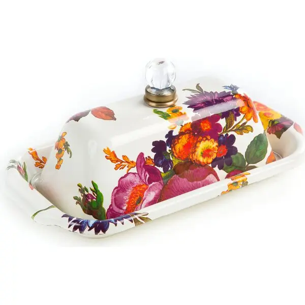 MACKENZIE-CHILDS Flower Market Enameled Steel Butter Box - White Multi