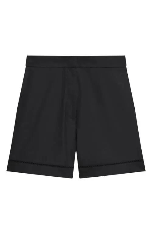 Theory Lattice Inset Stretch Cotton Shorts - Black