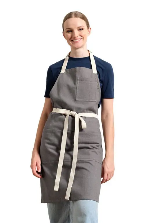MEEMA Bib Apron With Pocketstwill - Charcoal