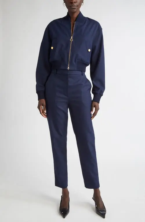 St. John Morgan Stretch Gabardine Ankle Pants - Navy