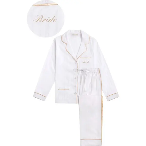 KIP Bride Cotton Long Pajama Set - Lily White