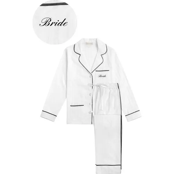 KIP Bride Cotton Long Pajama Set - Monochrome