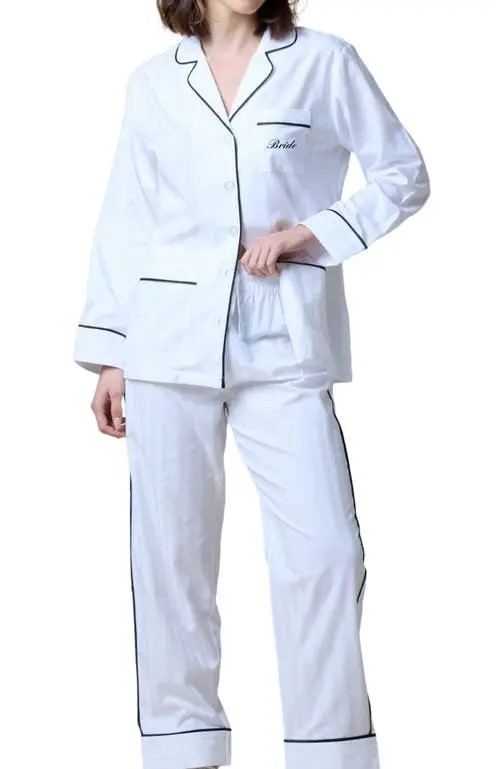 KIP Bride Cotton Long Pajama Set - Monochrome