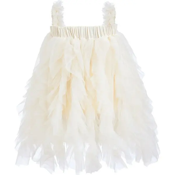 TULLEEN Sleeveless Ruffle Layered Dress - Ivory