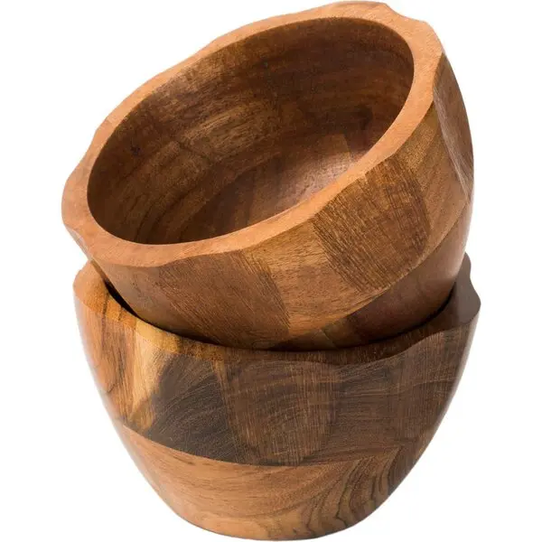 MELA ARTISANS Gravon Acacia Nut Bowls - Brown