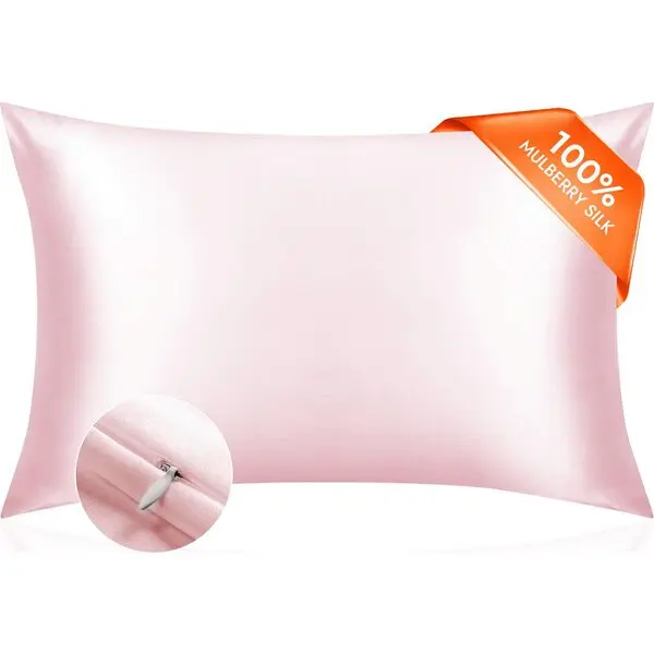 SILKSILKY 22momme Mulberry Silk Hidden Zipper Pillowcase - Pink