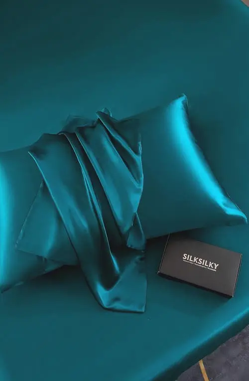 SILKSILKY 22momme Mulberry Silk Hidden Zipper Pillowcase - Teal