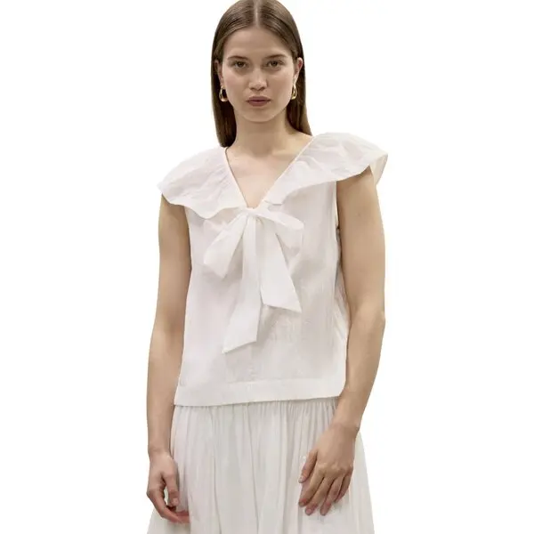 Rebecca Taylor Marietta Crinkle Top - Milk