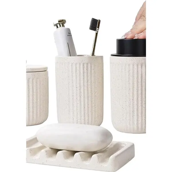 BOSILUNLIFE Pockmark Foaming Bathroom Set Recycled Eco-clay - Beige