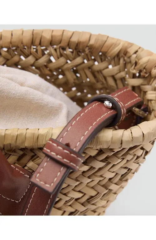 Mango Small Double Handle Natural Fiber Crossbody Bag