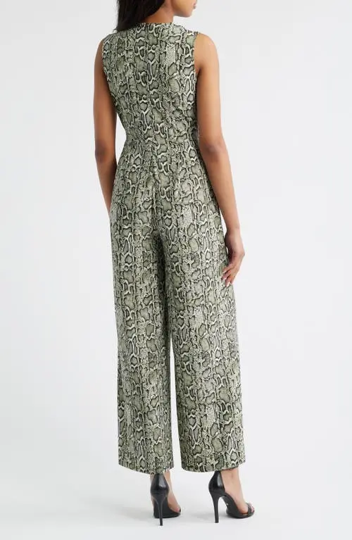 Anne Klein Wrap Bodice Print Jumpsuit