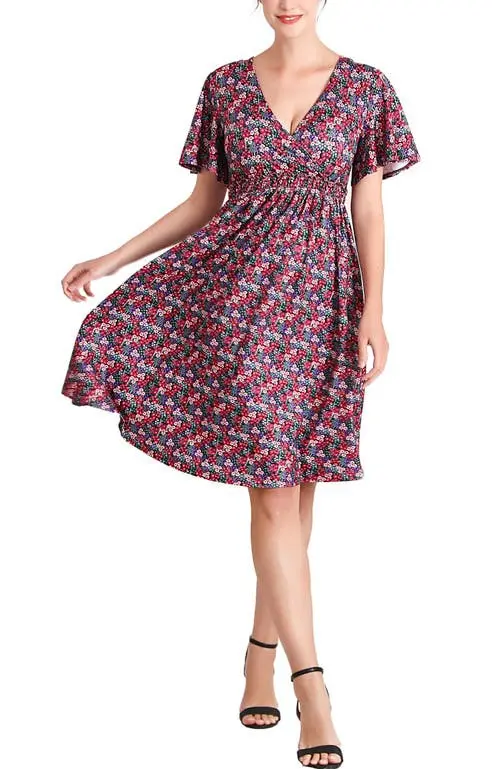 KIMI + KAI V-neck Maternity/nursing Dress - Multicolored